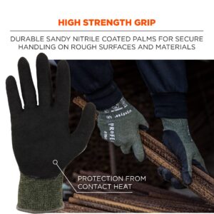 Ergodyne ProFlex 7042 Cut Resistant Work Gloves, ANSI A4, Contact Heat Resistant, Sandy Nitrile Coated Palms, 18g Aramid, Green, Medium US