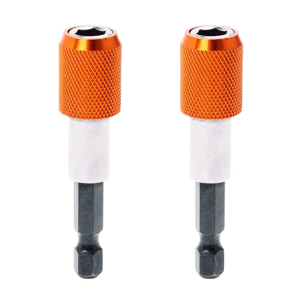 AUTOTOOLHOME 2 Pieces Quick Change Bit Holder Magnetic 1/4" Hex Shank Drill Bit Extension for Screwdriver Bits Nuts Drills Socket Driver Adapter