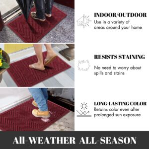 Yimobra Door Mat Outdoor Entrance with Water Freeing Port, Heavy Duty Non Slip Front Doormat Outdoor Indoor for Home Entranway, Patio Entrance Mats, Natural Rubber Backing, 29.5 x 17 Inch, Wine Red