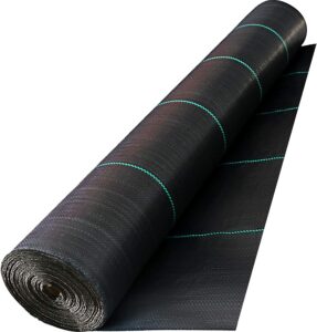 vevor weed fabric barrier heavy duty, 3x300 ft, 5.8oz weed blocker fabric, woven landscape fabric, garden fabric weed barrier, weed control fabric ground cover, geotextile fabric, gardening mat, black