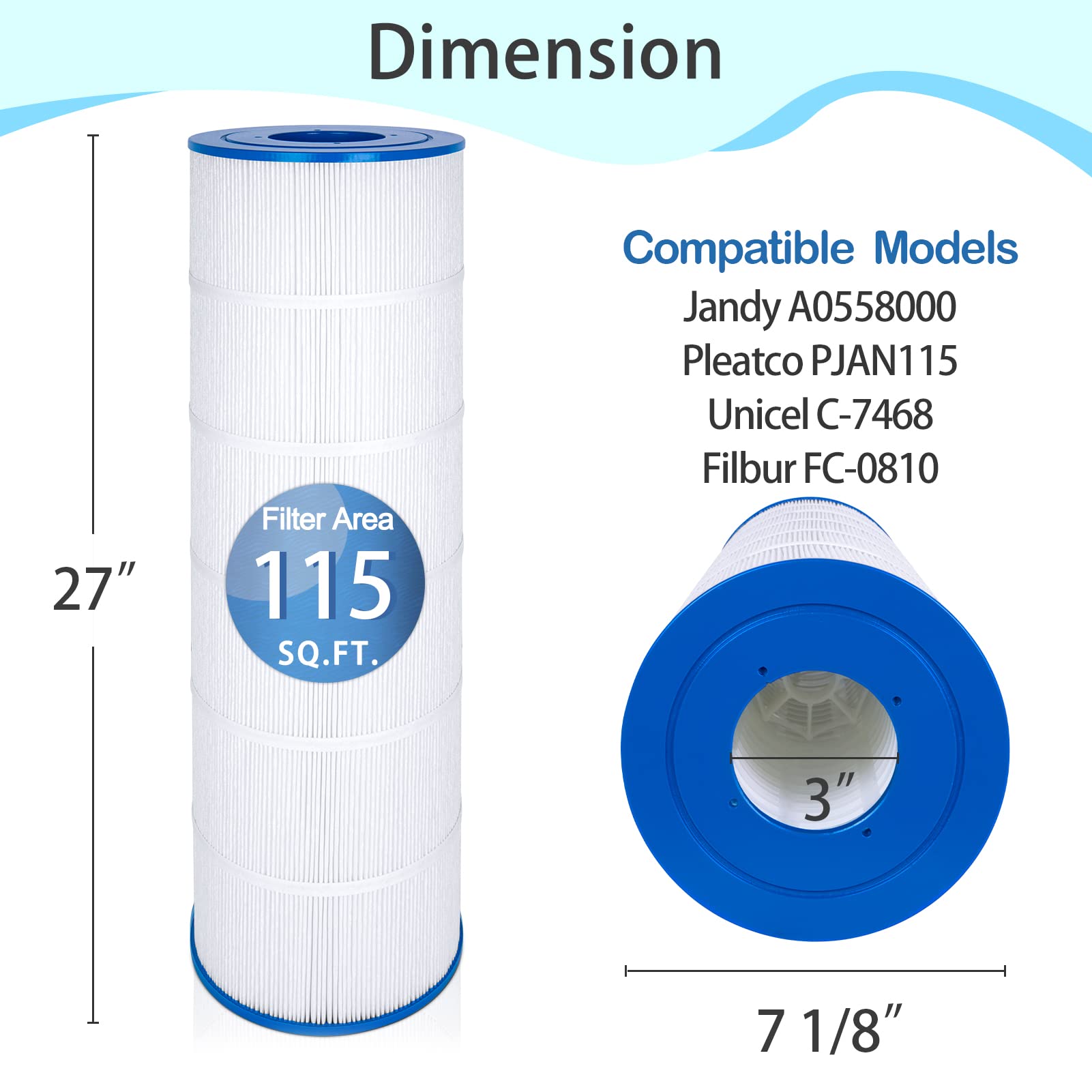 Future Way 4-Pack Pool Filter Cartridges Replacement for Jandy CV460, CL460, Replace Jandy R0554600, Pleatco PJAN115, 460 sq.ft