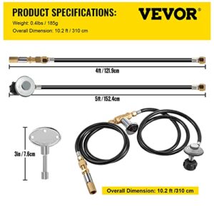 VEVOR Fire Pit Installation Kit, 90K BTU Max Propane Fire Pit Hose Kit, CSA Certified Propane Connection Kit, Gas Mixer Regulator with Adapter Included Air Mixer & Key Valve for Propane Connection