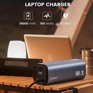 Portable Power Station, ORICO 144Wh Laptop Charger Outdoor Camping Solar Generator with 5 Outputs, 110V/150W AC Outlet(Peak 170W), Super Lightweight Backup Lithium Battery for CPAP, Emergency