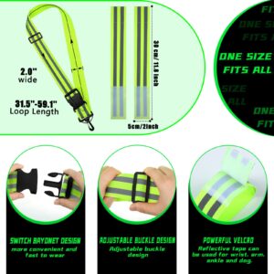 2 Pcs Reflective Sash with 4 Bands Adjustable Visibility Belt Safety Strap, Band for Wrist Arm Ankle Leg Substitute for Reflective Vest Reflective Running Gear (Fluorescent Green)