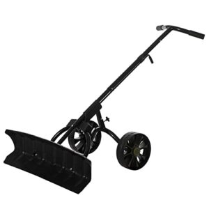 gardenised extra wide 36 in. snow shovel plow pusher remover with large rugged wheels, heavy duty, black