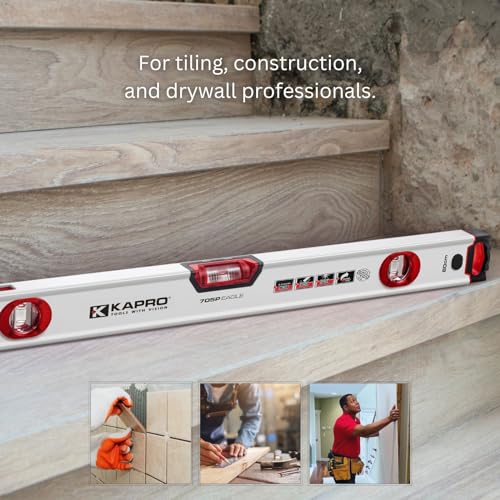 Kapro - 705 Eagle Magnetic Box Level - OPTIVISION & Plumb Site - Features 2% Gradient, Acrylic Vials, and Wall-Grip - For Masonry and Concrete Jobs - VPA Tested - 48 Inch