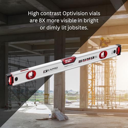 Kapro - 705 Eagle Magnetic Box Level - OPTIVISION & Plumb Site - Features 2% Gradient, Acrylic Vials, and Wall-Grip - For Masonry and Concrete Jobs - VPA Tested - 48 Inch