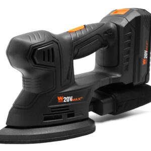 WEN Cordless Palm Sander with 20V Max 2.0 Ah Lithium-Ion Battery and Charger (20401) Black