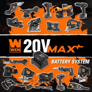 WEN Cordless Palm Sander with 20V Max 2.0 Ah Lithium-Ion Battery and Charger (20401) Black