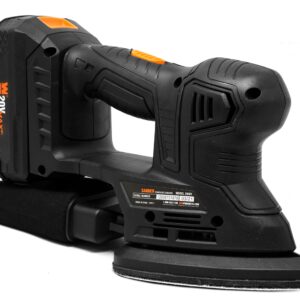 WEN Cordless Palm Sander with 20V Max 2.0 Ah Lithium-Ion Battery and Charger (20401) Black