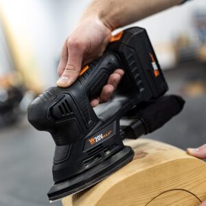 WEN Cordless Palm Sander with 20V Max 2.0 Ah Lithium-Ion Battery and Charger (20401) Black