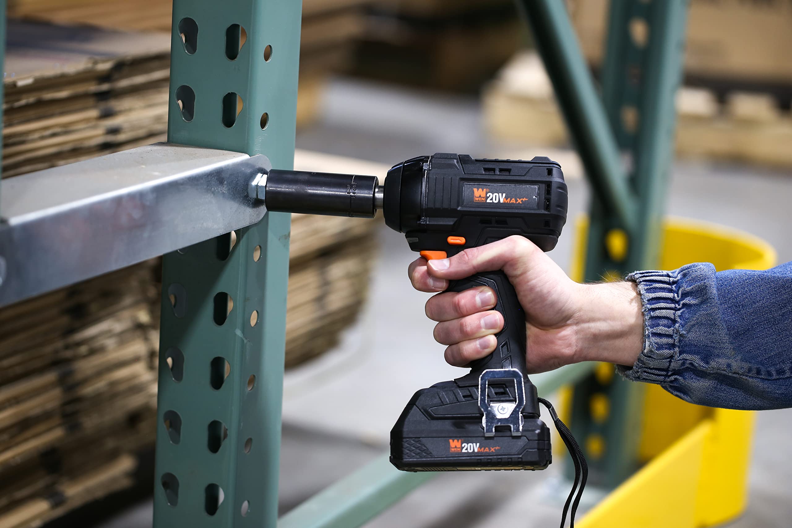 WEN Cordless Impact Wrench, Brushless with 20V Max 2.0 Ah Lithium-Ion Battery and Charger (20107)