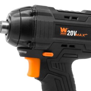 WEN Cordless Impact Wrench, Brushless with 20V Max 2.0 Ah Lithium-Ion Battery and Charger (20107)