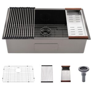 25 inch drop in kitchen sink stainless steel-bokaiya 25x22 topmount kitchen sink drop in 16 gauge deep single bowl kitchen sink with dish grid& roll up rack