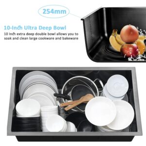 25 Inch Drop In Kitchen Sink Stainless Steel-Bokaiya 25x22 Topmount Kitchen Sink Drop In 16 Gauge Deep Single Bowl Kitchen Sink with Dish Grid& Roll Up Rack