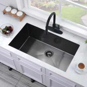 25 Inch Drop In Kitchen Sink Stainless Steel-Bokaiya 25x22 Topmount Kitchen Sink Drop In 16 Gauge Deep Single Bowl Kitchen Sink with Dish Grid& Roll Up Rack