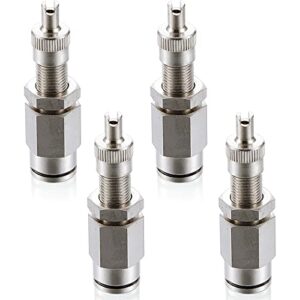 4 pieces inflation schrader valve for 1/4 air line with 1 warning sticker air line compression air hose quick connect air valve air tool fittings (ptc style)