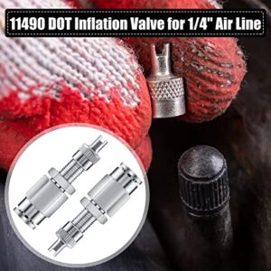 4 Pieces Inflation Schrader Valve for 1/4 Air Line with 1 Warning Sticker Air Line Compression Air Hose Quick Connect Air Valve Air Tool Fittings (PTC Style)