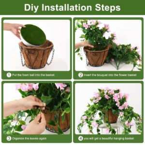 Homsunny Artificial Fake Flowers Plants with Hanging Baskets for Outdoor, Pink Faux Silk Bougainvillea Silk Vine Flowers for Outdoor Garden Yard Pouch Patio Indoor Home Decoration