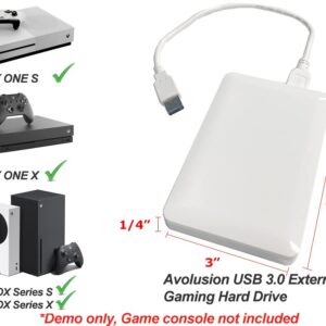 Avolusion 1TB USB 3.0 Portable External Gaming Hard Drive (for Xbox One X, S & Series X|S - Pre-Formatted) White - 2 Year Warranty