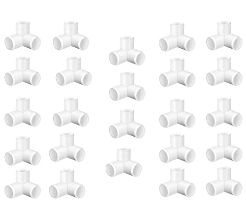 MAXSELL 24 pack 3 Way 1/2 inch PVC Fitting Corner Cross Elbow, 1/2" PVC Fitting Elbow for Greenhouse Shed Pipe, Tent Connection, Furniture Build Grade SCH40