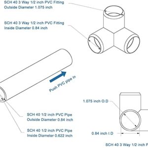 MAXSELL 24 pack 3 Way 1/2 inch PVC Fitting Corner Cross Elbow, 1/2" PVC Fitting Elbow for Greenhouse Shed Pipe, Tent Connection, Furniture Build Grade SCH40