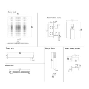 KETIPED Bathroom Wall Mounted Shower System 10 Inches Rainfall Shower Head And Handheld Shower Head Combo Set Rough-in Valve Body And Trim valve Included,HS-010BG