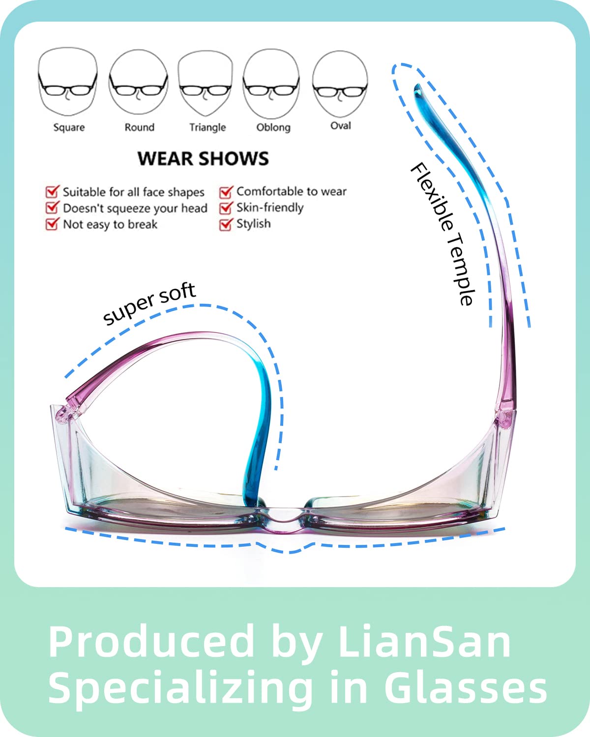 LianSan Safety Glasses Over Eyeglasses for Women - Anti-Fog Goggles Fit Over Prescription Eyewear for ANSI Z87.1 Certified(Multicolor)