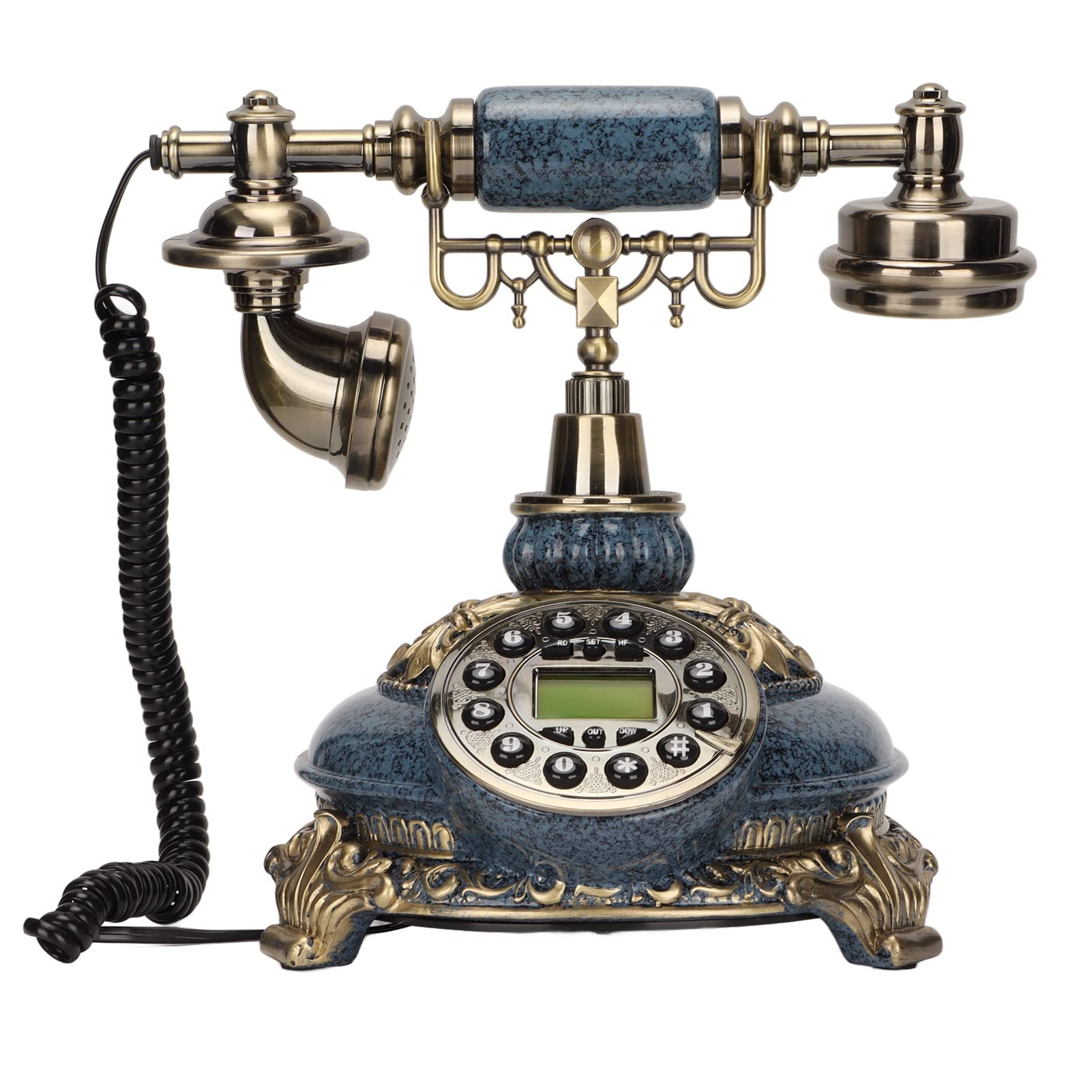 Dilwe Retro Vintage Antique Telephone Old Fashioned European Style Telephone Wired Landline Phone Caller ID Telephone for Home and Office, Dark Blue