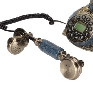 Dilwe Retro Vintage Antique Telephone Old Fashioned European Style Telephone Wired Landline Phone Caller ID Telephone for Home and Office, Dark Blue