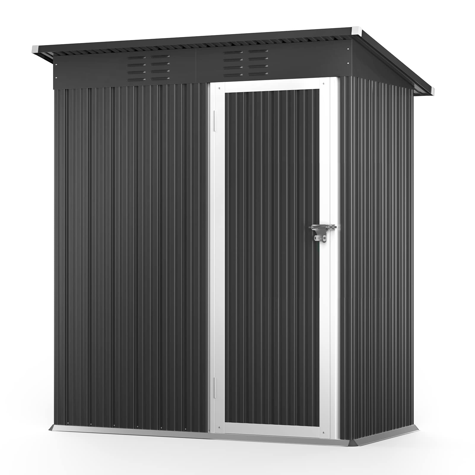 Bealife 5' x 3' Outdoor Storage Shed Clearance, Metal Outdoor Storage Cabinet with Single Lockable Door, Waterproof Tool Shed, Backyard Shed for Garden, Patio and Lawn(Grey)