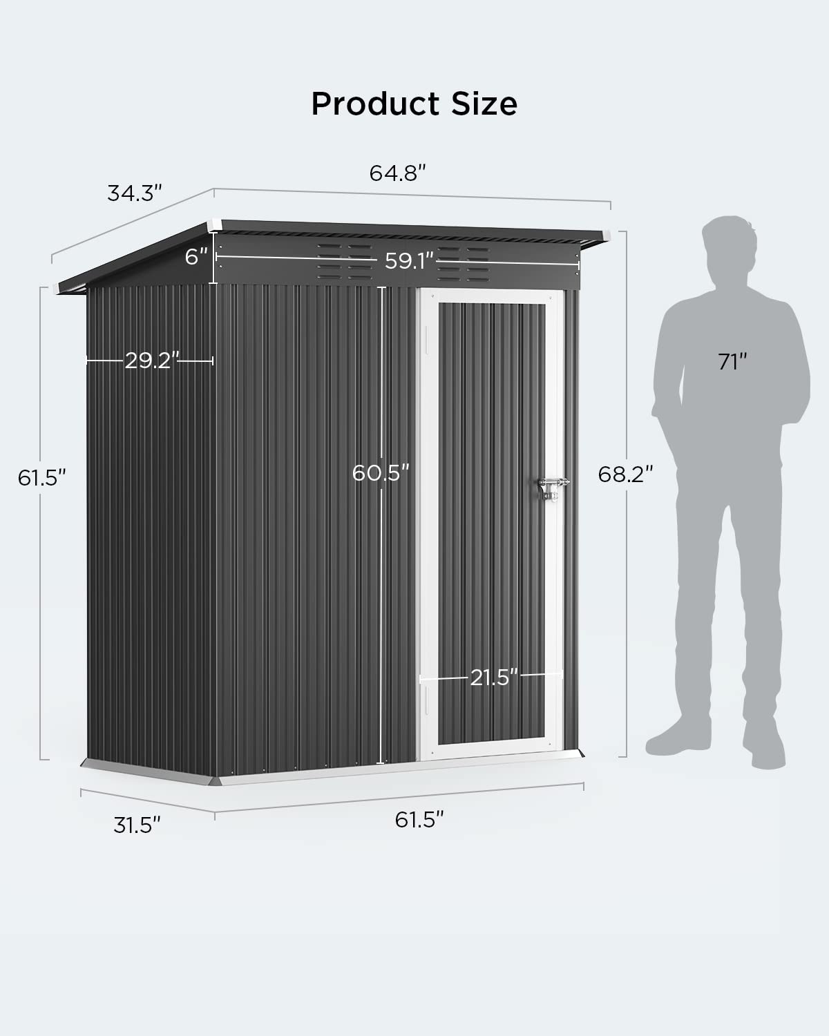 Bealife 5' x 3' Outdoor Storage Shed Clearance, Metal Outdoor Storage Cabinet with Single Lockable Door, Waterproof Tool Shed, Backyard Shed for Garden, Patio and Lawn(Grey)