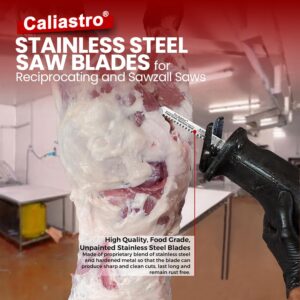 Caliastro 6-Inch Stainless Steel Frozen Meat Bone Cutting Saw Blades for Reciprocating and Sawzall Saws 5-Pack