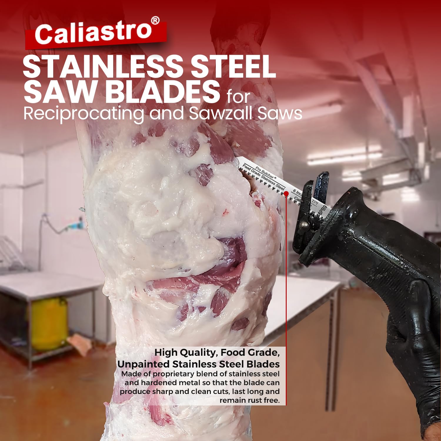 Caliastro 6-Inch Stainless Steel Frozen Meat Bone Cutting Saw Blades for Reciprocating and Sawzall Saws 5-Pack