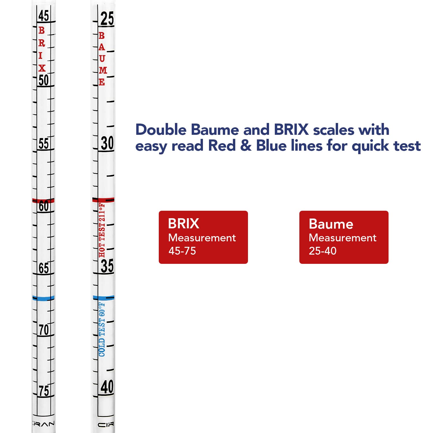 Circrane Maple Syrup Hydrometer with BRIX & Baume Scales, Density Meter for Sugar and Moisture Content