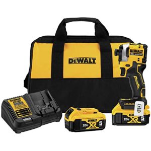 dewalt atomic 20v max* 1/4 in. brushless cordless 3-speed impact driver kit (dcf850p2) , yellow