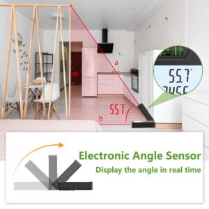 Huepar Laser Distance Measure 165Ft with Rechargeable Battery & Angle Sensor, Backlit LCD Laser Meter M/in/Ft with Mute Function&Multi-Measurement Modes, Distance Pythagorean, Area&Volume -X6-LM50