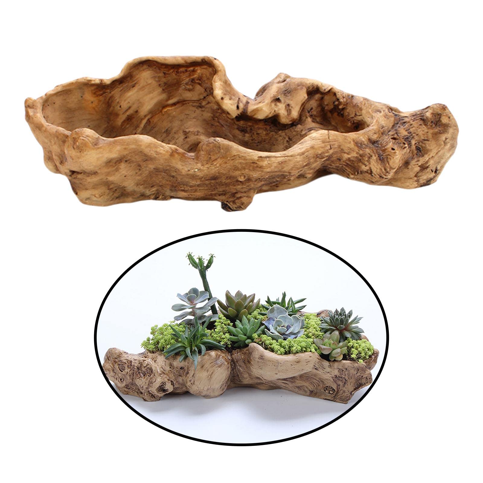 Gazechimp Driftwood Stump Log Resin Planter/Succulent Pot/Plant Pot, 14.2L x 4.7W