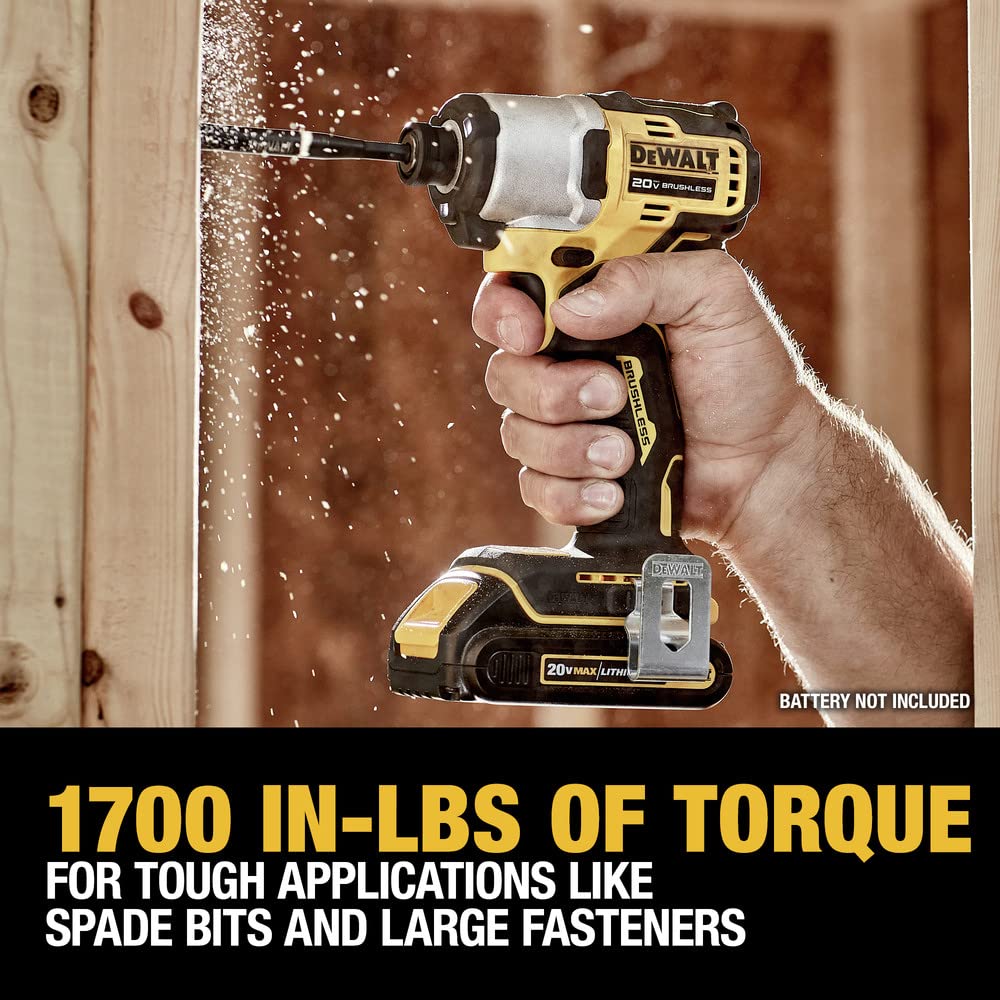 DEWALT 20V MAX* 1/4 in. Brushless Cordless Impact Driver (Tool Only) (DCF840B)