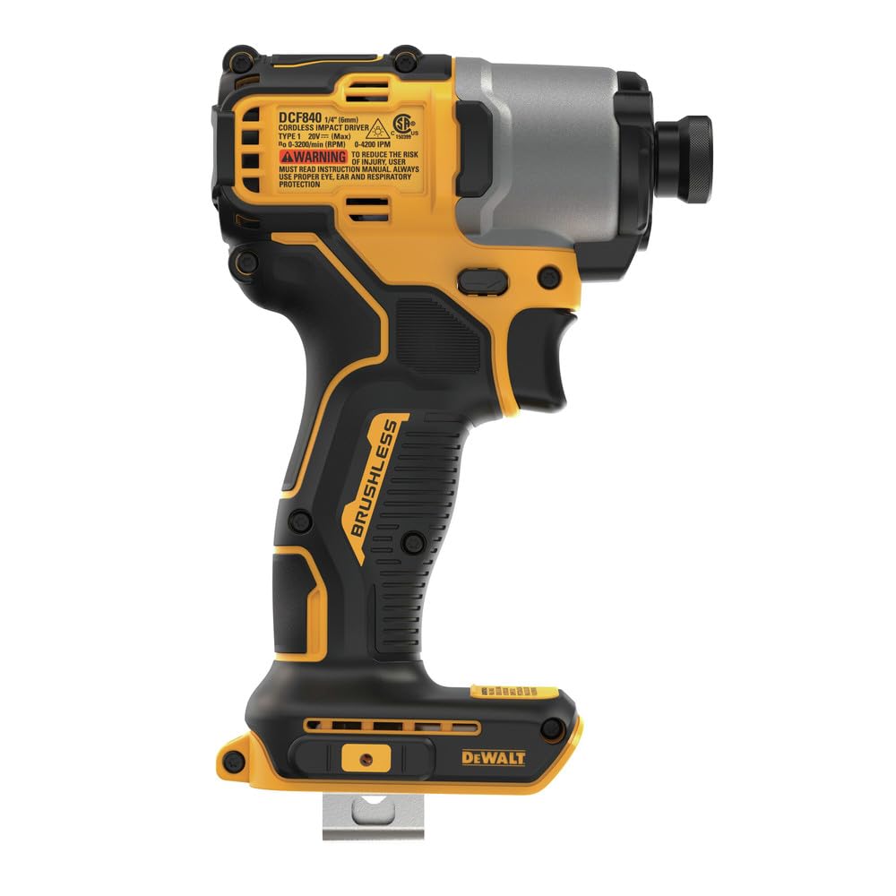 DEWALT 20V MAX* 1/4 in. Brushless Cordless Impact Driver (Tool Only) (DCF840B)