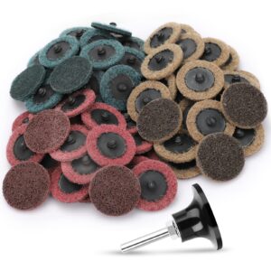 90pcs 2 inch quick change sanding discs, sunjoyco nylon surface conditioning discs, 1/4" roll lock holder die grinder sanding disc for surface strip grind polish burr finish-fine medium coarse