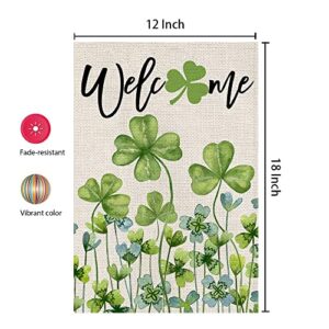 CROWNED BEAUTY St Patricks Day Shamrock Garden Flag 12×18 Inch Double Sided Small Burlap Green Welcome Holiday Outside Yard Flag