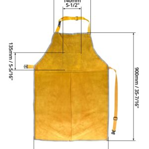 QWORK Leather Welding Work Apron - Flame and Welding Spatter Resistant - Adjustable Harness - Suitable for Welders, Blacksmiths