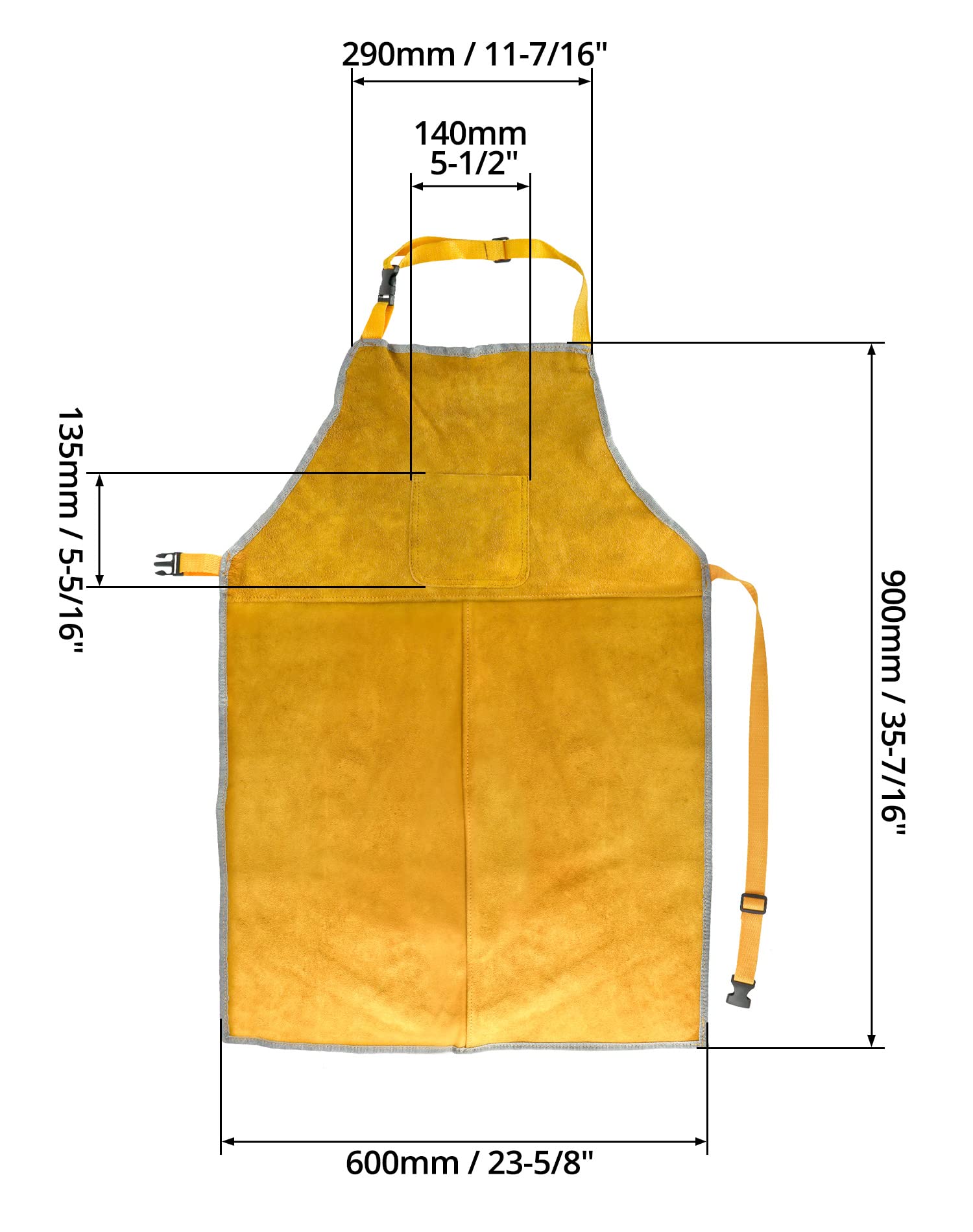 QWORK Leather Welding Work Apron - Flame and Welding Spatter Resistant - Adjustable Harness - Suitable for Welders, Blacksmiths