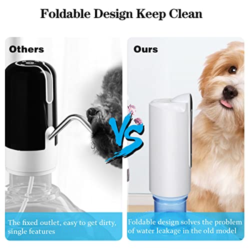 Water Pump for 5 Gallon Bottle, Feeliy Foldable Water Bottle Dispenser USB Charging Portable Electric Drinking Water Pump