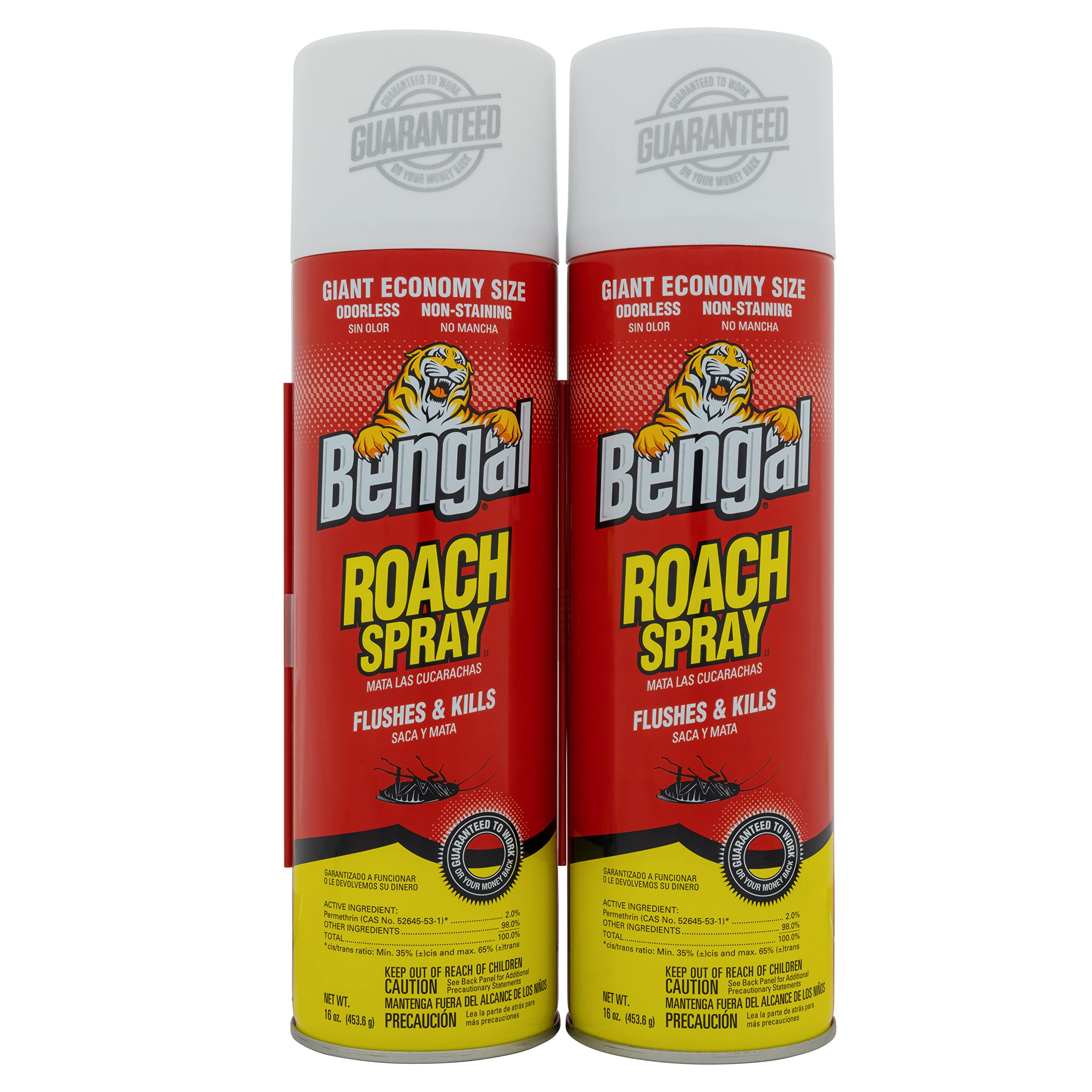 Bengal Roach Spray, Odorless Stain-Free Dry Spray, 2-Count, 16 Oz. Aerosol Cans