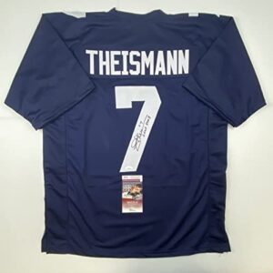 autographed/signed joe theismann chof 2003 notre dame blue college football jersey jsa coa