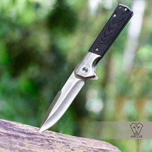 Amris D2 Steel Folding Knife, V20 Inner Lock Bearing Pocket Knife, Hunting Knife, Outdoor Military Tactical Knife, Camping Mountaineering Hunting Survival Knife, Hunting Knife, Bush Knife, Gift for Men