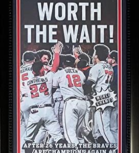 Atlanta Journal Constitution 2021 World Series Braves Baseball Original 14x26 Front Page Framed Newspaper WORTH THE WAIT! - Get The Authentic Version!