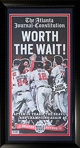 Atlanta Journal Constitution 2021 World Series Braves Baseball Original 14x26 Front Page Framed Newspaper WORTH THE WAIT! - Get The Authentic Version!